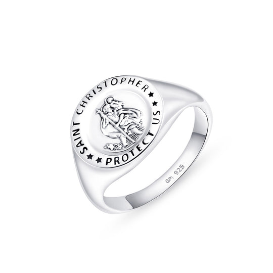 St. Christopher Signet Ring in Sterling Silver – Amberta